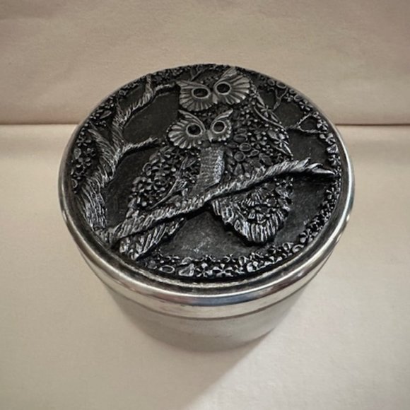 Metzke | Storage & Organization | Pewter Tin Owl Top Container | Poshmark